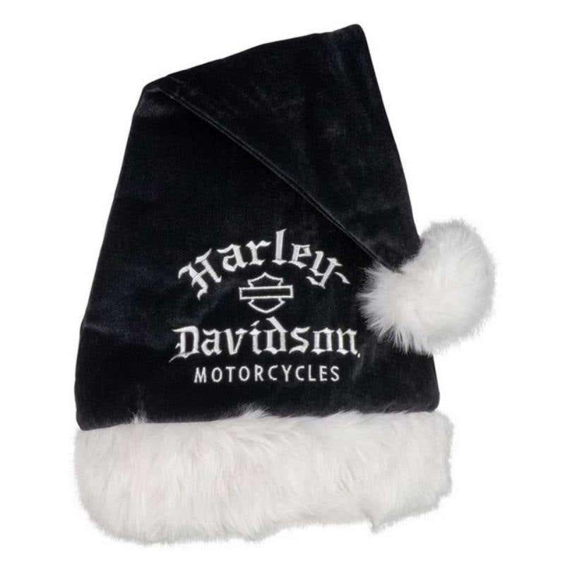 HARLEY-DAVIDSON EMBROIDERED OLD ENGLISH LOGO HOLIDAY SANTA HAT – Joe ...